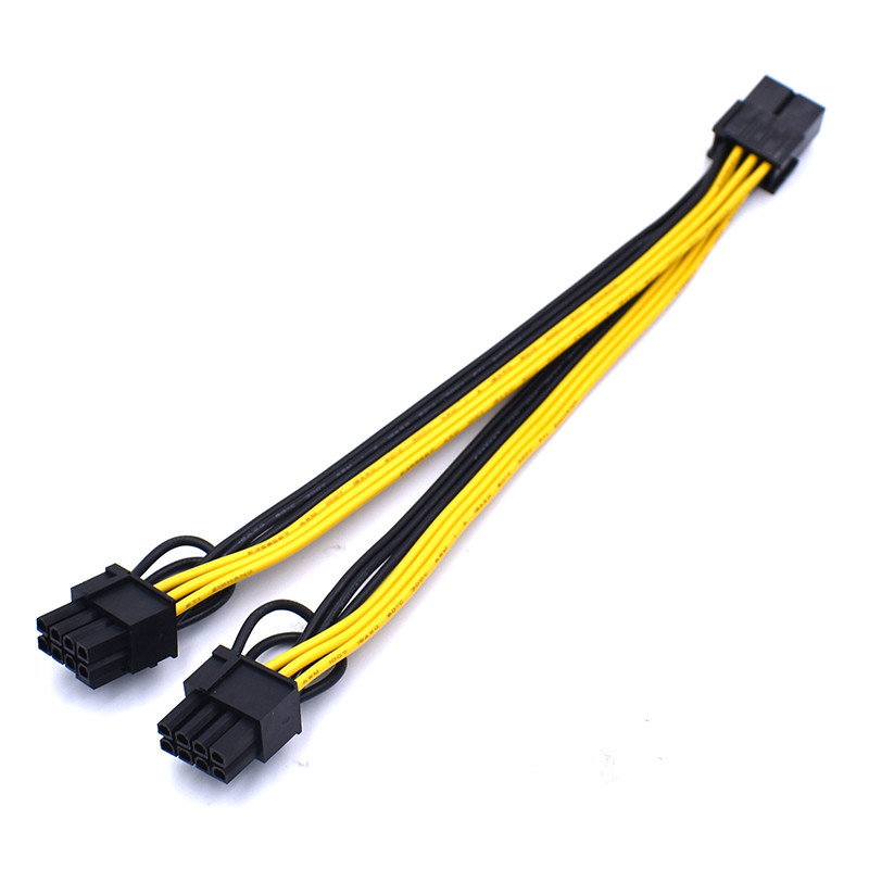 20CM 18AWG PCI-E 8 Pin To Dual PCI-E 8(6+2) Pin Power Splitter Graphics ...