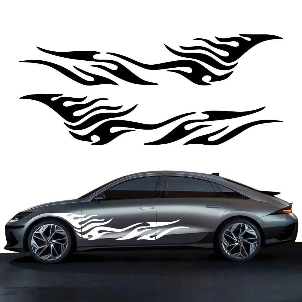 Car Body Side Stickers Flame Racing Sports Stripe Decals Vinyl ...