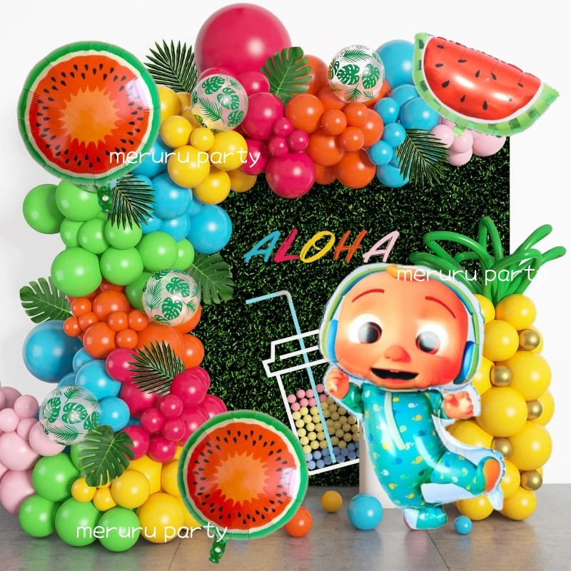Cocomelon Theme Balloons Garland Kit Cartoon Coco Baby Watermelon Boy ...