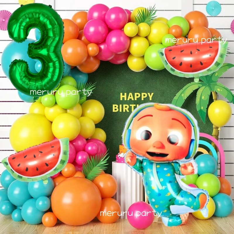 Cocomelon Balloon Garland Arch Yellow Orange Green Latex Ballons Set ...