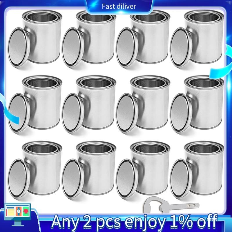 12 Pack Empty Paint Cans with Lids 0.4 Quart Tin Unlined Paint Bucket ...