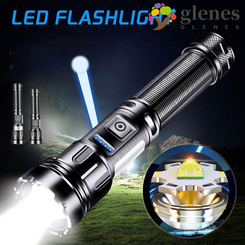 GLENES Rechargeable LED Flashlights, Portable Type-C Telescopic Zoom ...