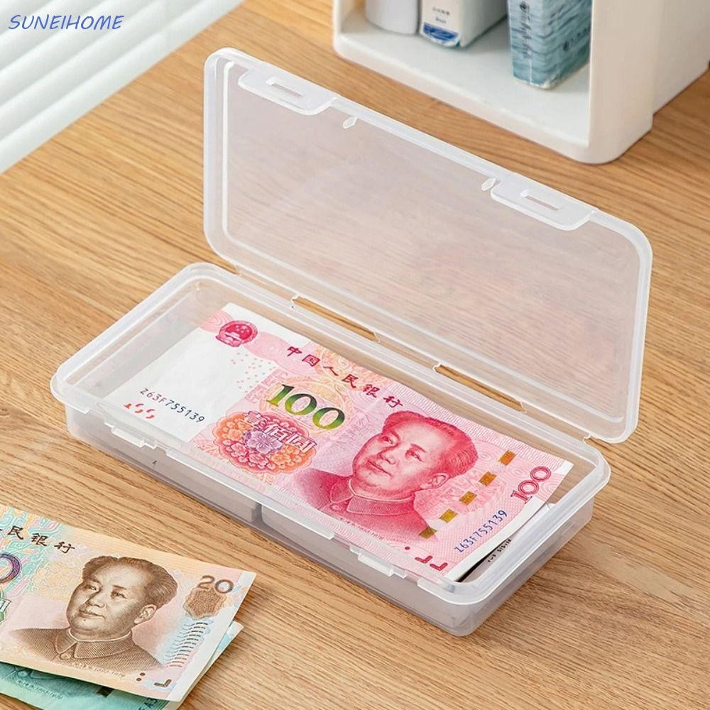 SUNEIHOME Paper Money Storage Box, PP Transparent Currency Banknote ...