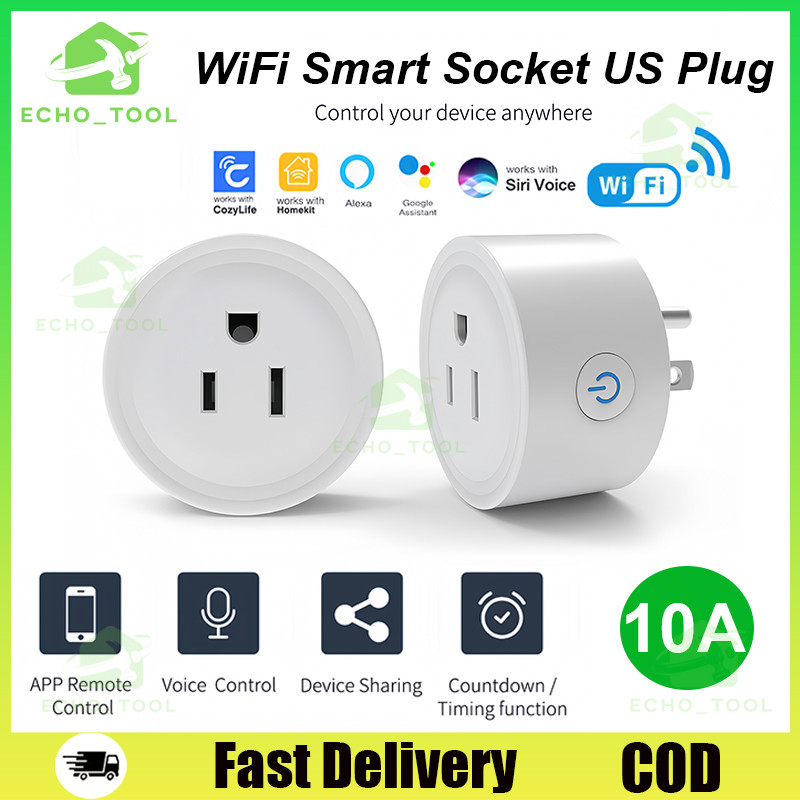 10A WiFi Smart Socket US Plug Socket Switch Outlet Mini Smart Plug ...