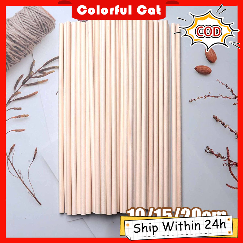 50Pcs Wooden Dowel Rod Wooden Sticks Wood Craft Round Sticks Rod for ...