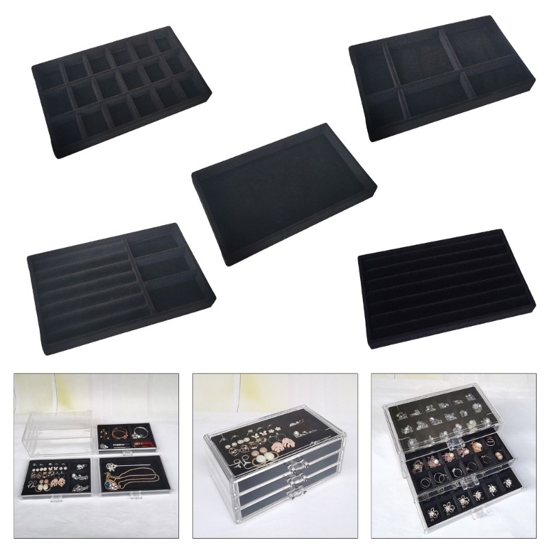 SIY Stackable Fabric Pendant Organizers Ring Display Tray Necklace ...