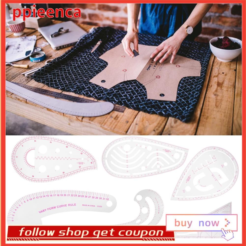 Ppieenca 6Pcs Curve Ruler Multi-Function Plastic Vary Form Sewing ...