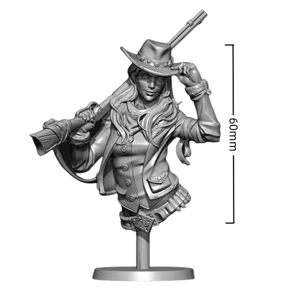60mm Wilderness Cowboy, Female Gunner, Resin Model figure Bust, GK ...