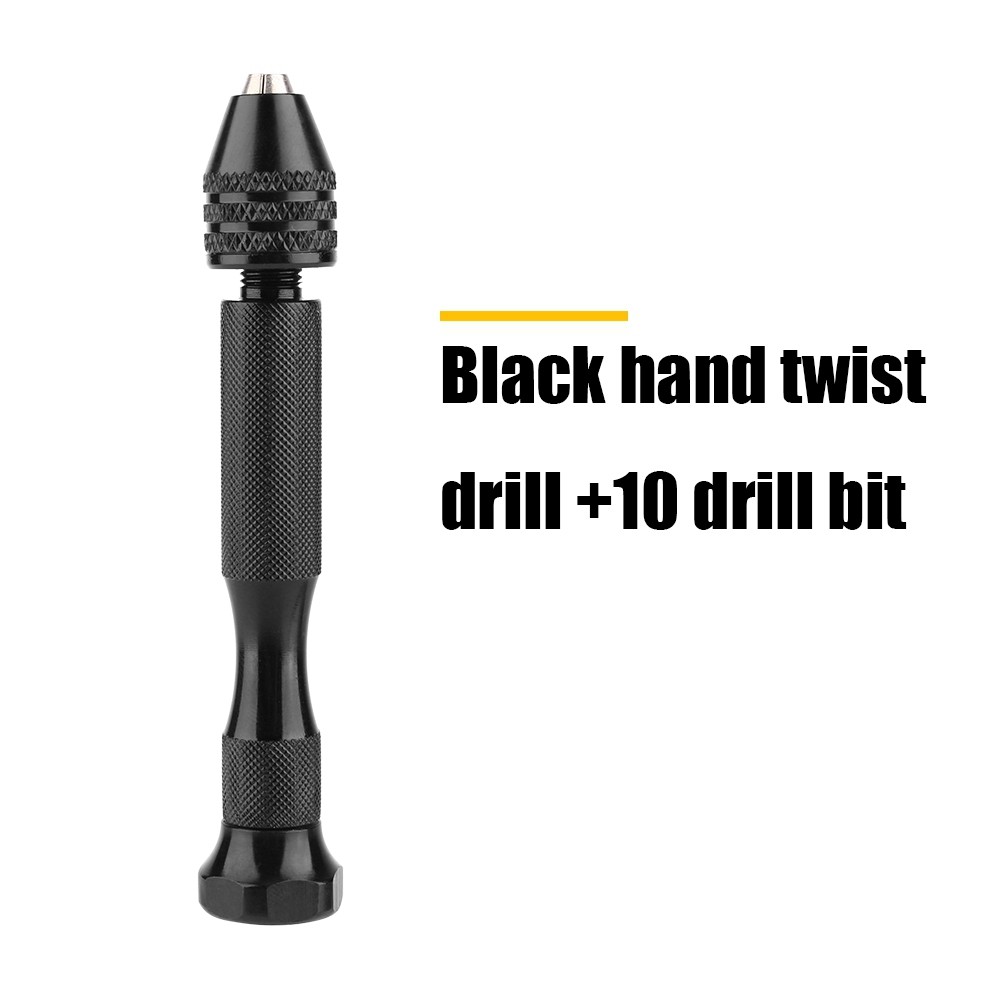Xguli Mini Aluminum Hand Drill Bit With Keyless Chuck+10 Twist Drills ...