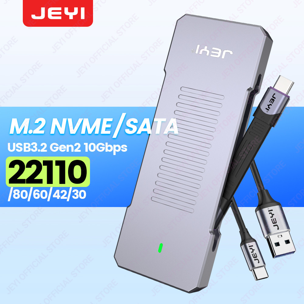 JEYI 22110 M.2 NVME NGFF Enclosure, USB 3.2 Gen2 Type-C 10Gbps SSD Case ...