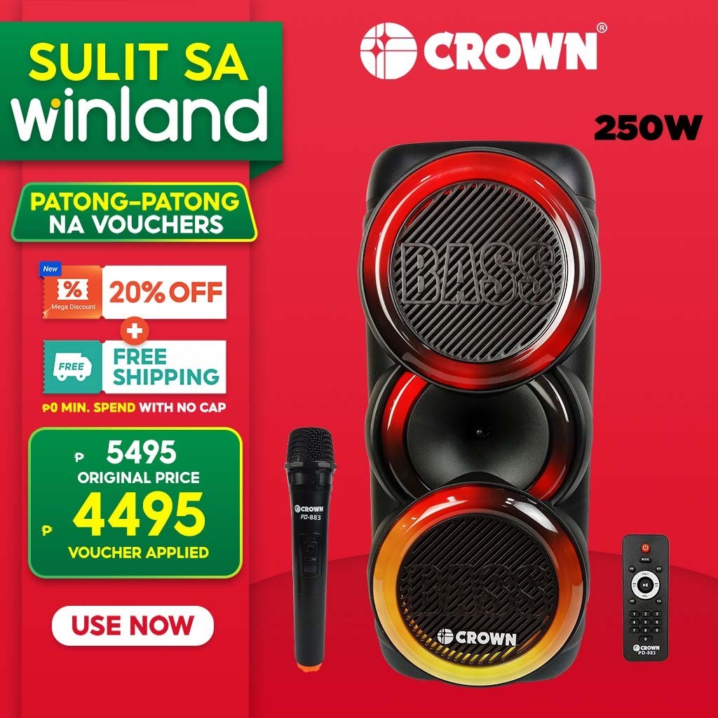 Crown by Winland Party Box Portable Rechargeable Speaker Dancing Light ...