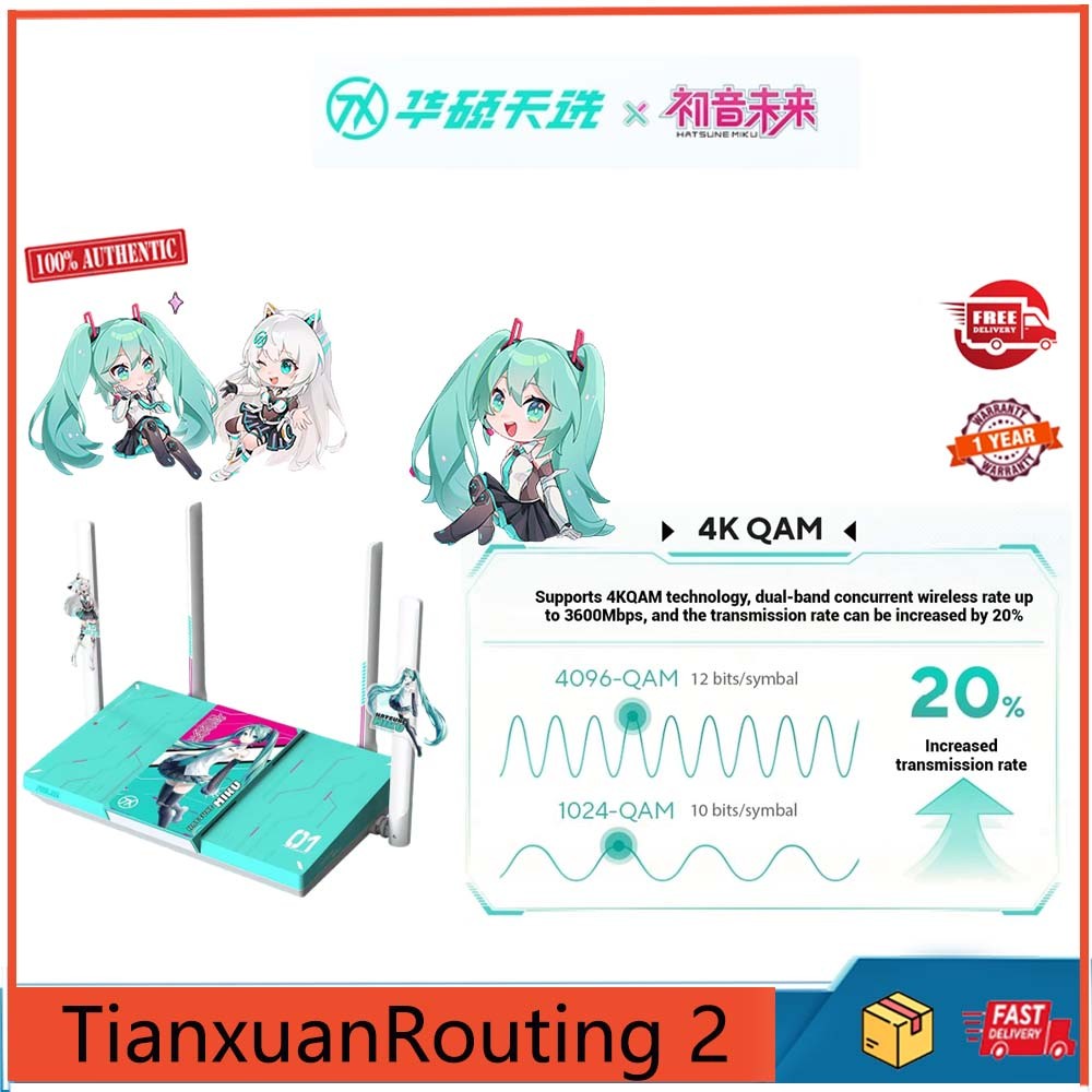 ASUS Tianxuan Game Routing 2 Hatsune Miku Future WiFi7 Router E-sports ...