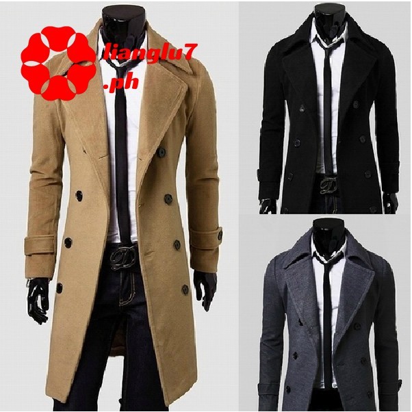 Casual Solid Color Men's Long Sleeve Overcoat Fashion Winter Buttons ...