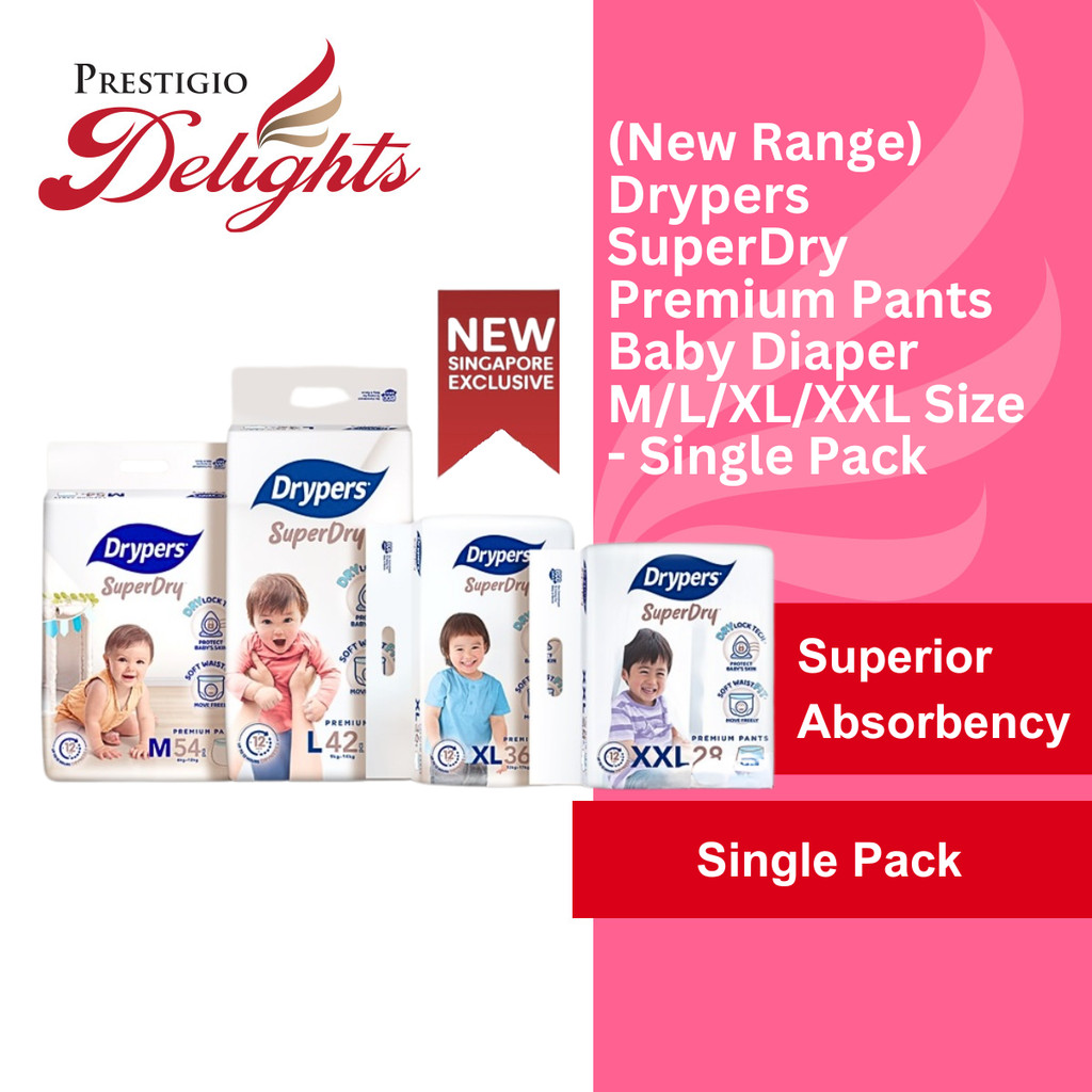 (New Range) Drypers SuperDry Premium Pants Baby Diaper M/L/XL/XXL Size ...