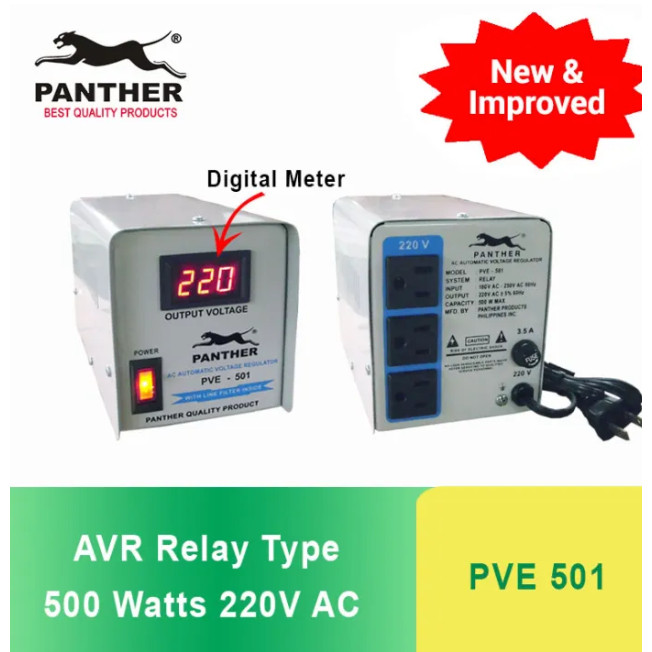 Panther AVR Relay Type, 220V AC Output, Automatic Voltage Regulator 500 ...