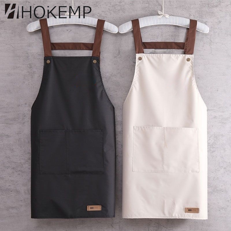 HOKEMP Waterproof Apron Coffee Shop Working Kitchen Cooking Aprons BBQ ...
