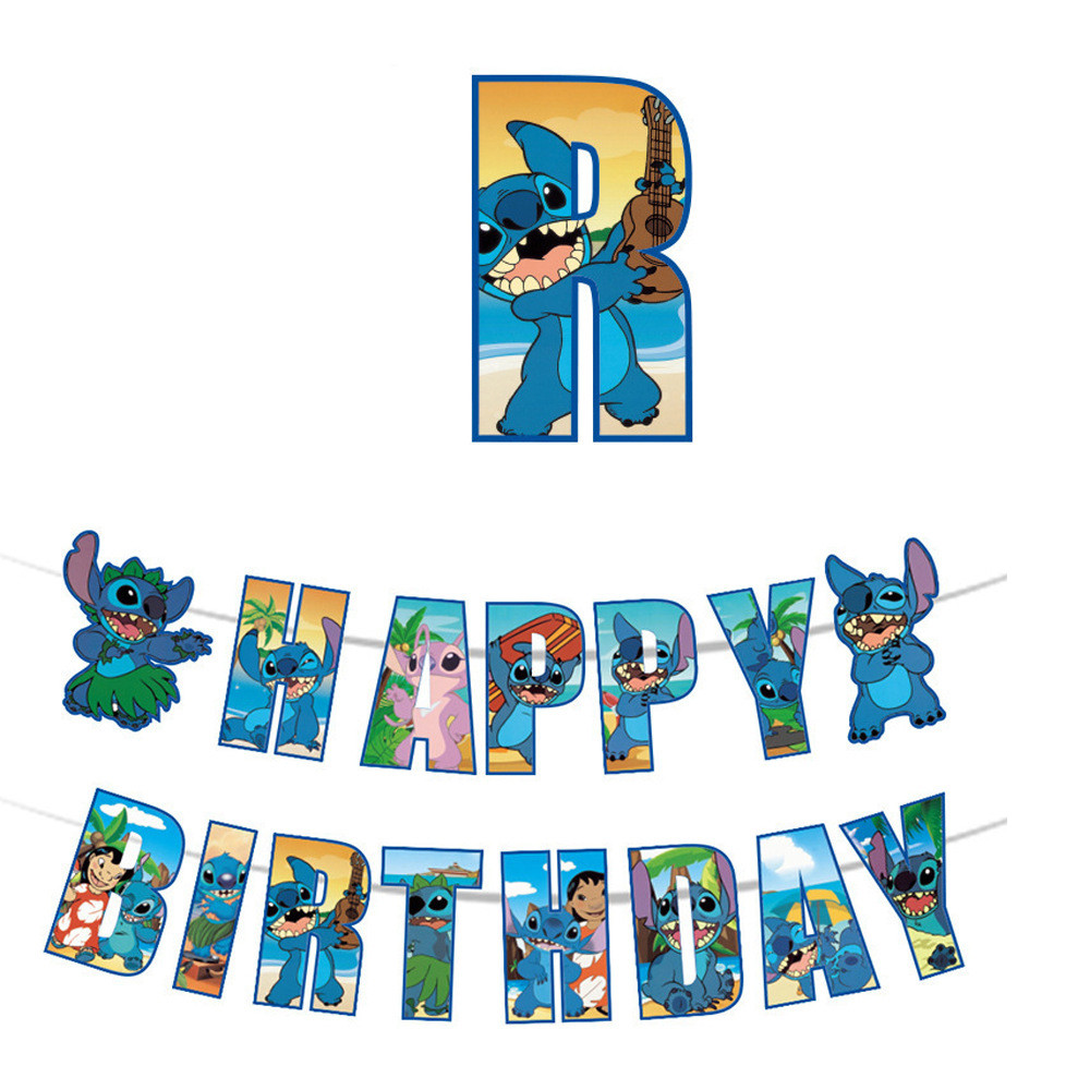 SY2 Stitch theme party Atmosphere Decoration cake topper Banner ...