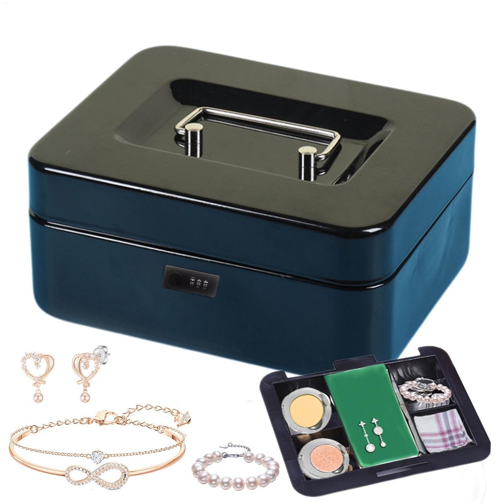 20CM Mini Cash Money Box Safe Box Security Lock Box Reusable Portable ...