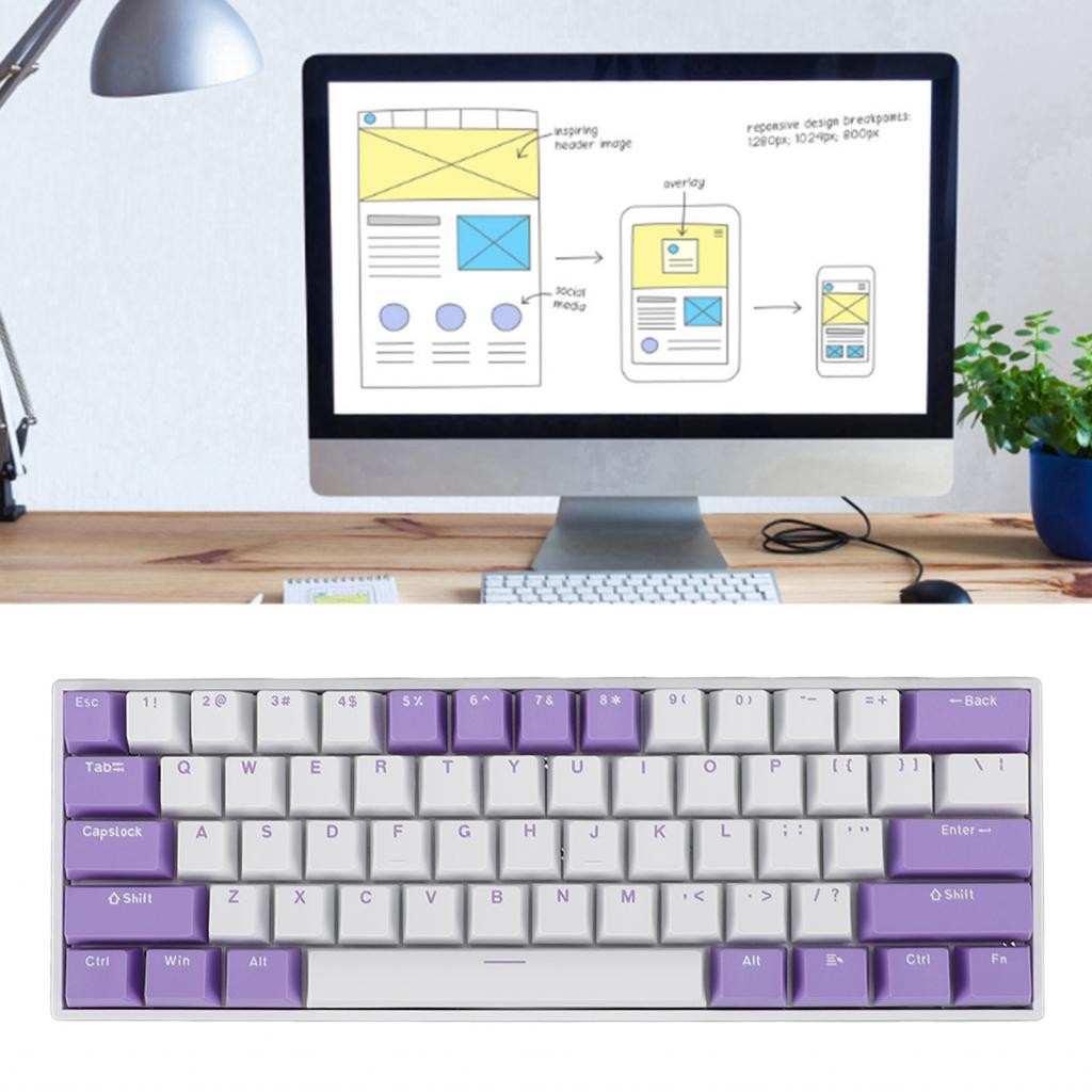 Flyingshop Gaming Keyboard Dynamic RGB USB C Hot Swappable Wired 61 ...