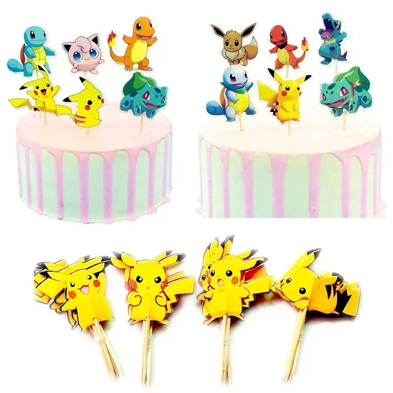 24pcs Pokemon Cake Topper Kawaii Anime Figure Pikachu Charizard Cake ...