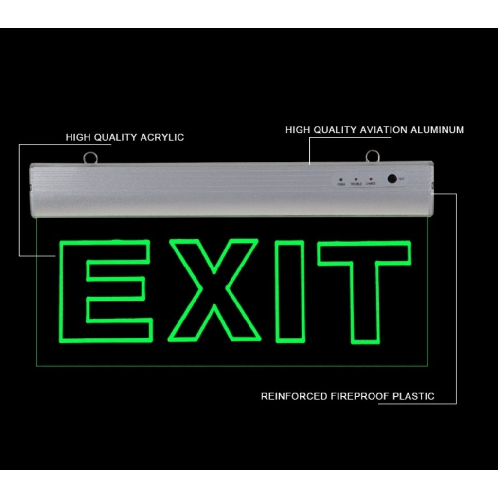 On Hand LED Exit Light Exit Sign Acrylic Green Fire Safety | Shopee ...