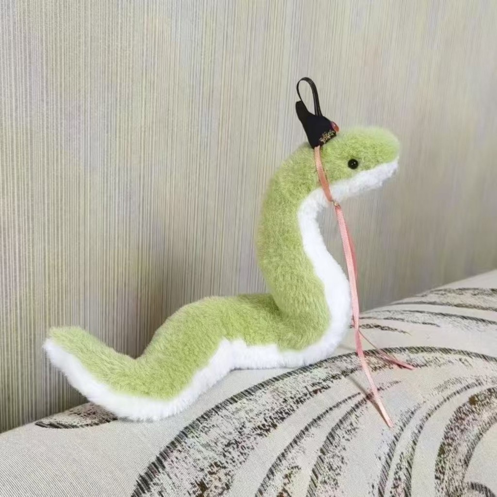 Cartoon Snake Plush Toy with Hat, Green Snake Soft Snake Plush Doll Can ...