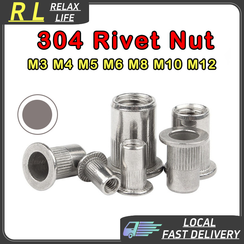 RL 304 Pull Rivet Nut Flat M3 M4 M5 M6 M8 M10 M12 Stainless Steel ...