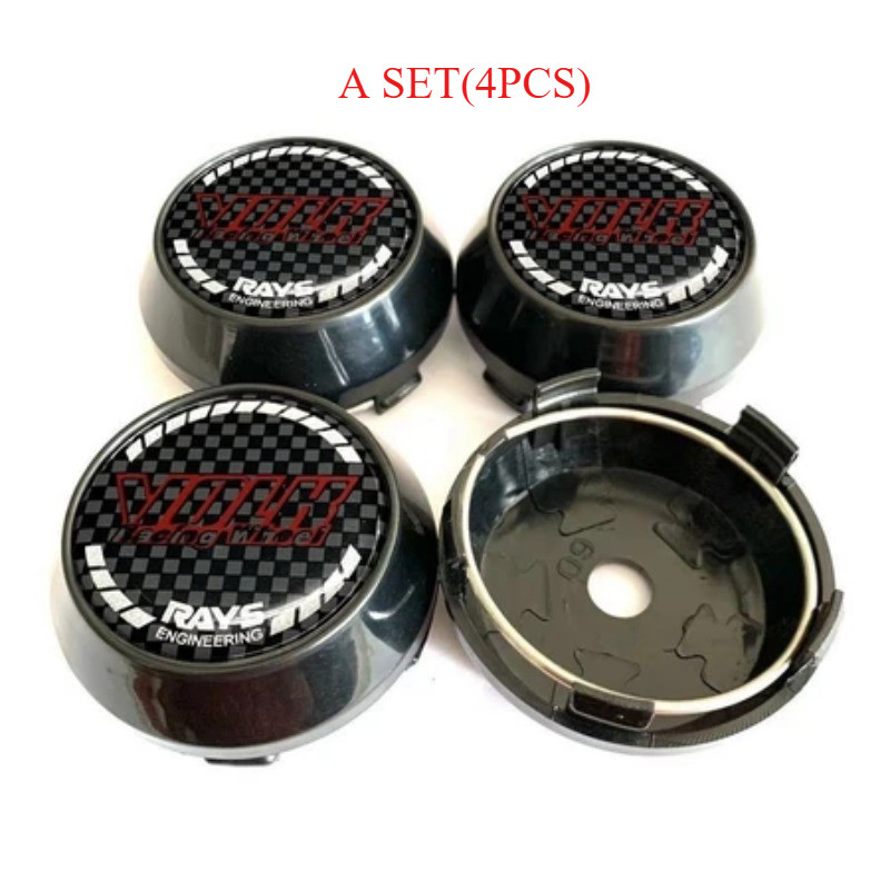 4PCS 64MM/60MM Car Wheel Center Caps Red Logo Fit For Rays Volk Racing ...