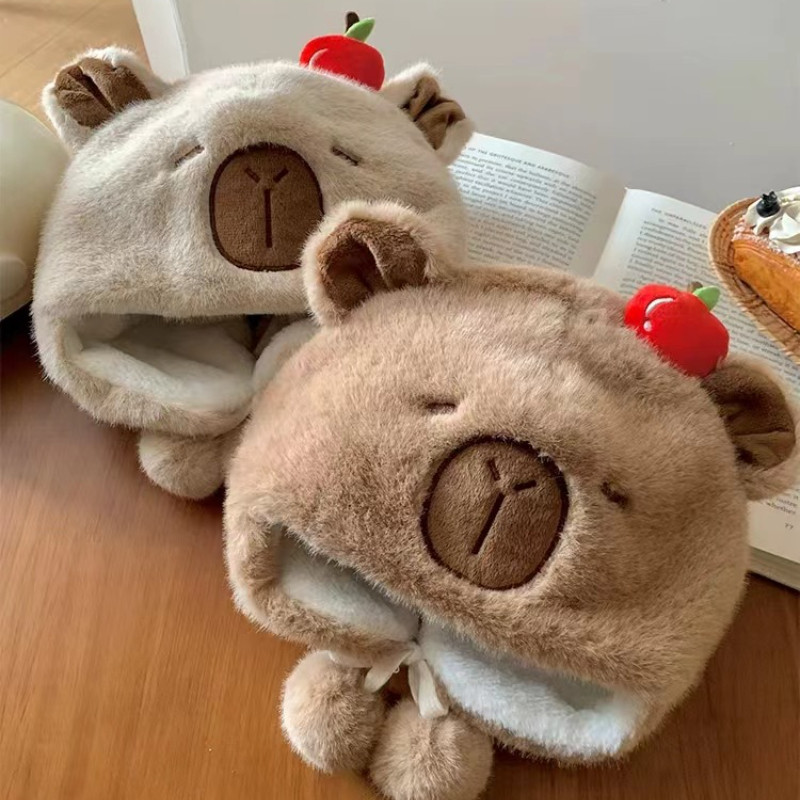 New Cute Capabala Plush Hat Girls Winter Cartoon Thermal Toque Cold ...