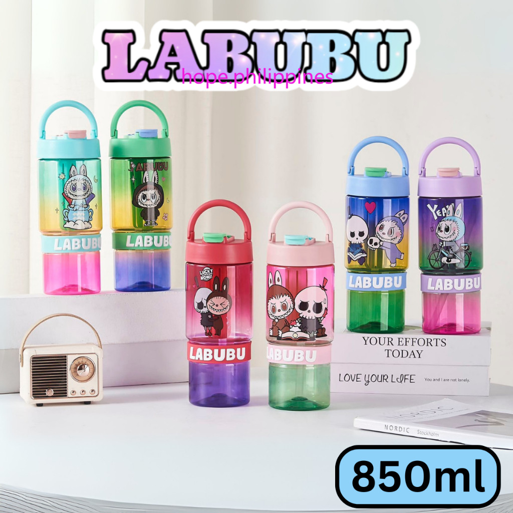 Hope.ph 850ml Labubu Designed Transparent Water Bottle Cute Sipper ...