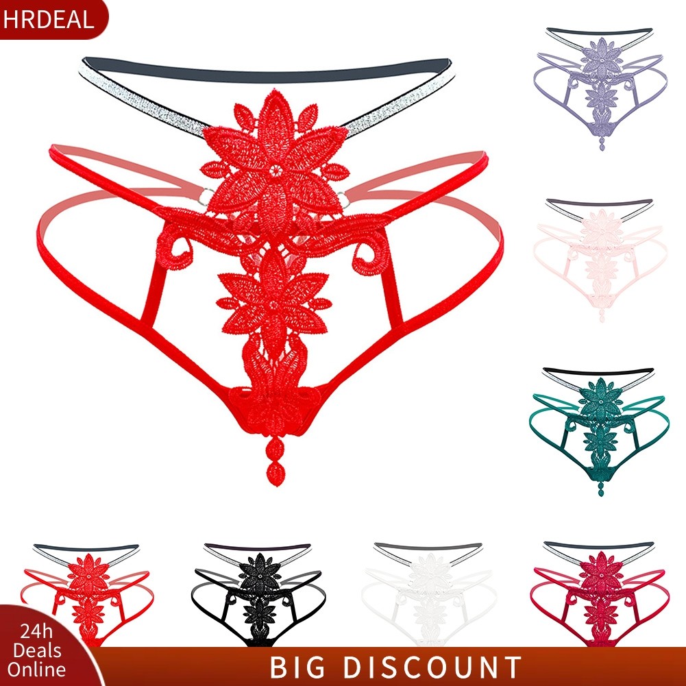 DEAL| Women G-String Flower Panties Glitter Cutout Thong Hollow Briefs ...