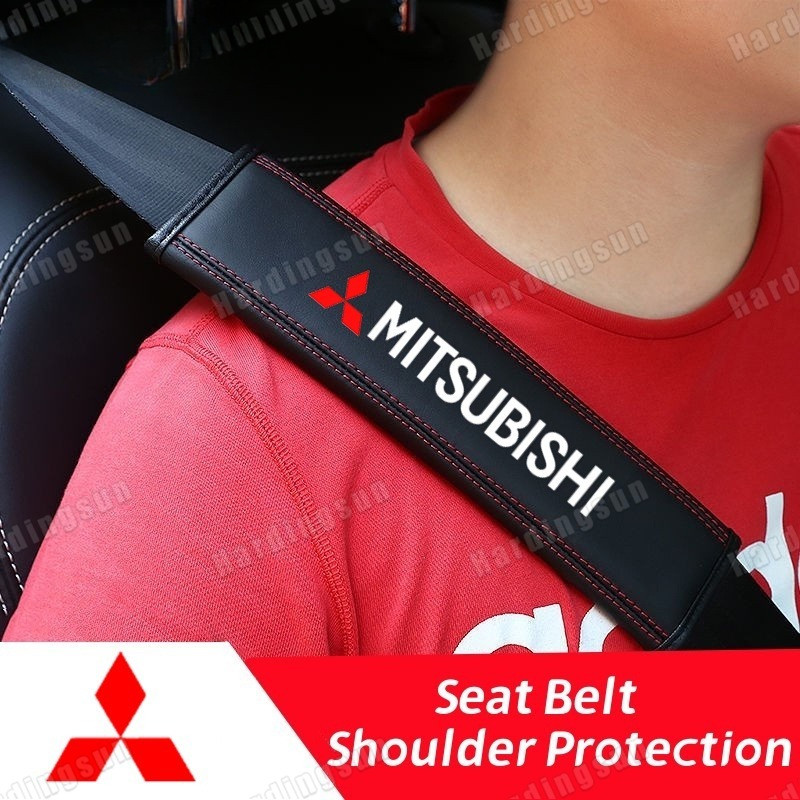 2Pcs Mitsubishi Universal Car Model Safety Seat lt Cover Leather Safety ...