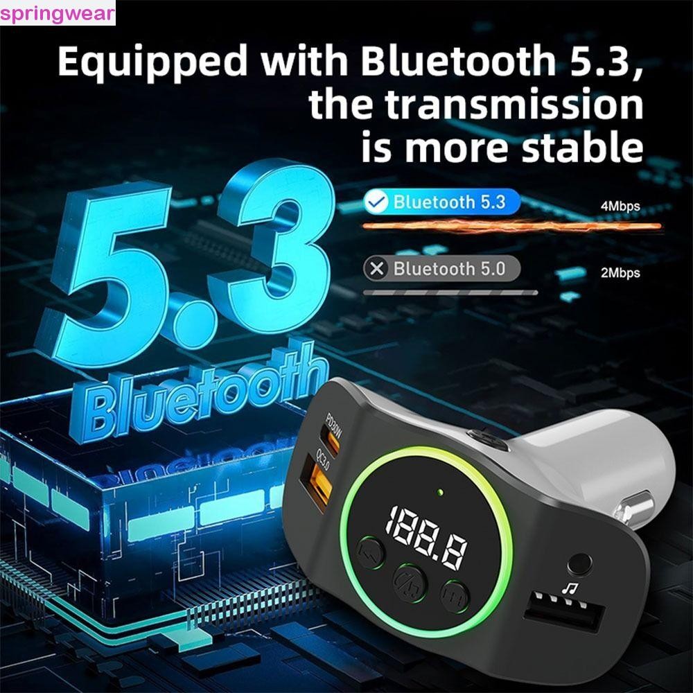 SPRINGWEAR Car MP3 Player, PD30W+QC3.0 Bluetooth 5.3 Car Bluetooth, Dual USB FM Transmitter ...