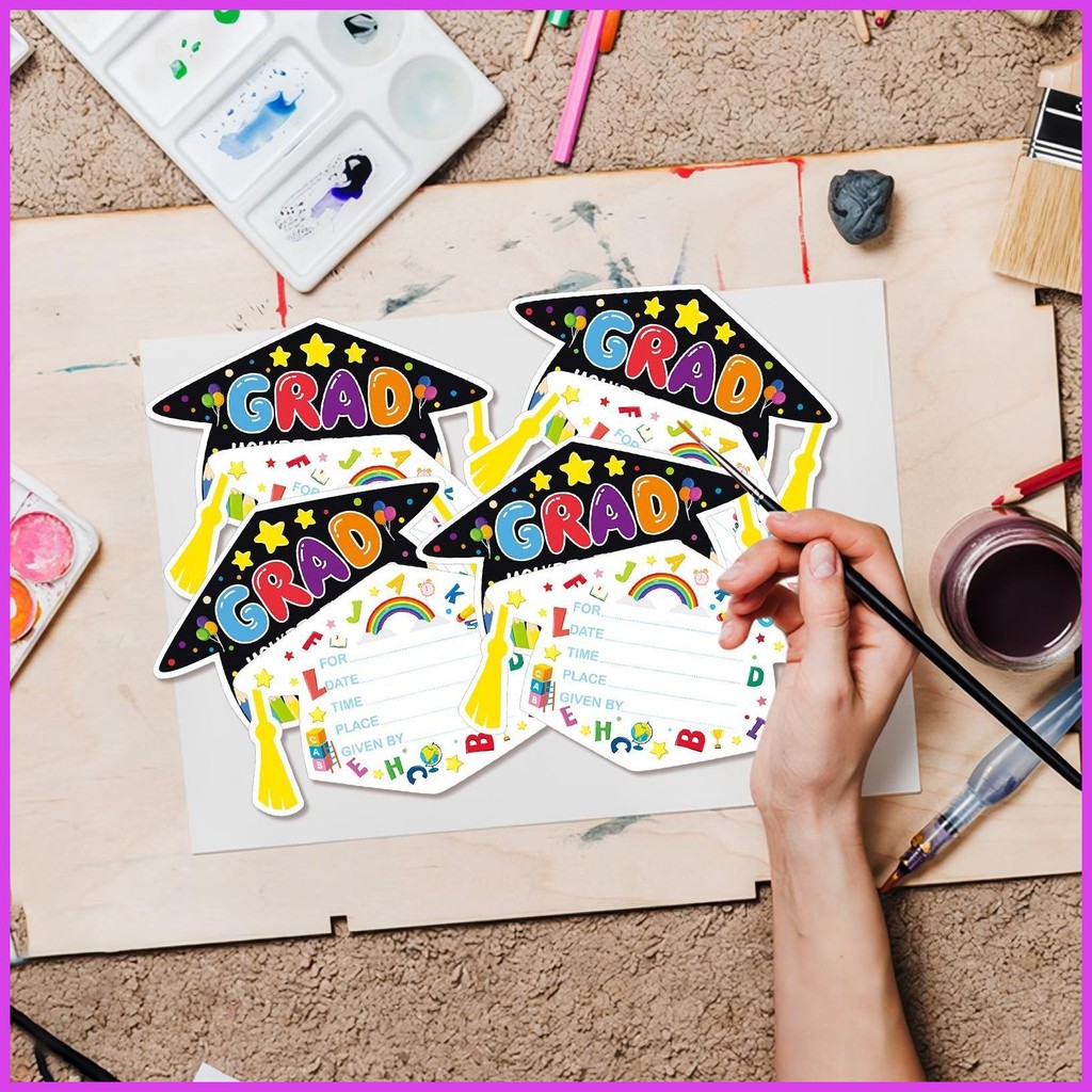 Grad Party Invitations 2025 24X Graduation Ceremony Invitations Hat ...