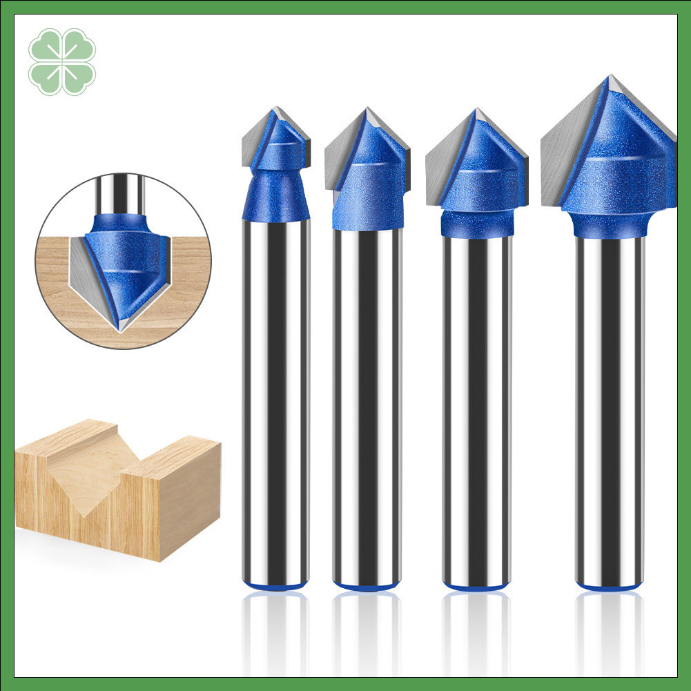 90 Degree V Groove Router Bit Set, 1/4 Inch Shank Tungsten Carbide ...