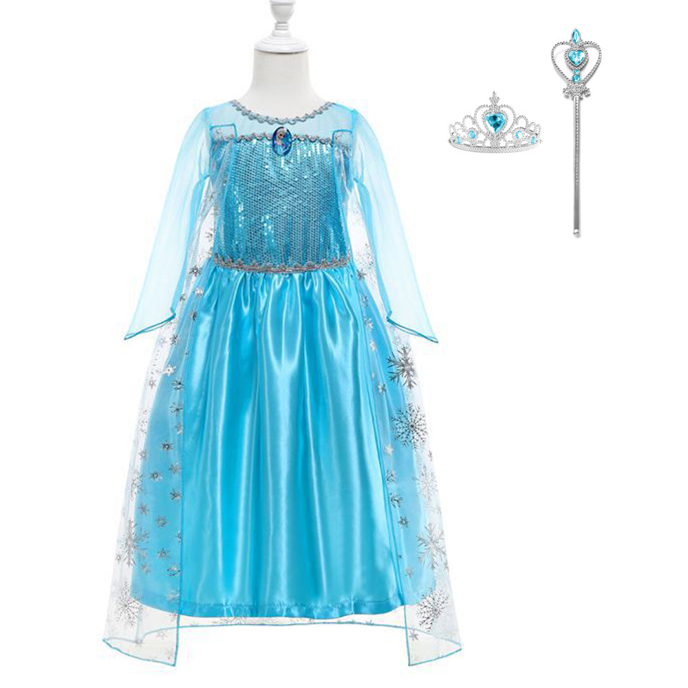 Chidlren Frozen Princess Dress Summer Sweet Elsa Cosplay Costume Long ...