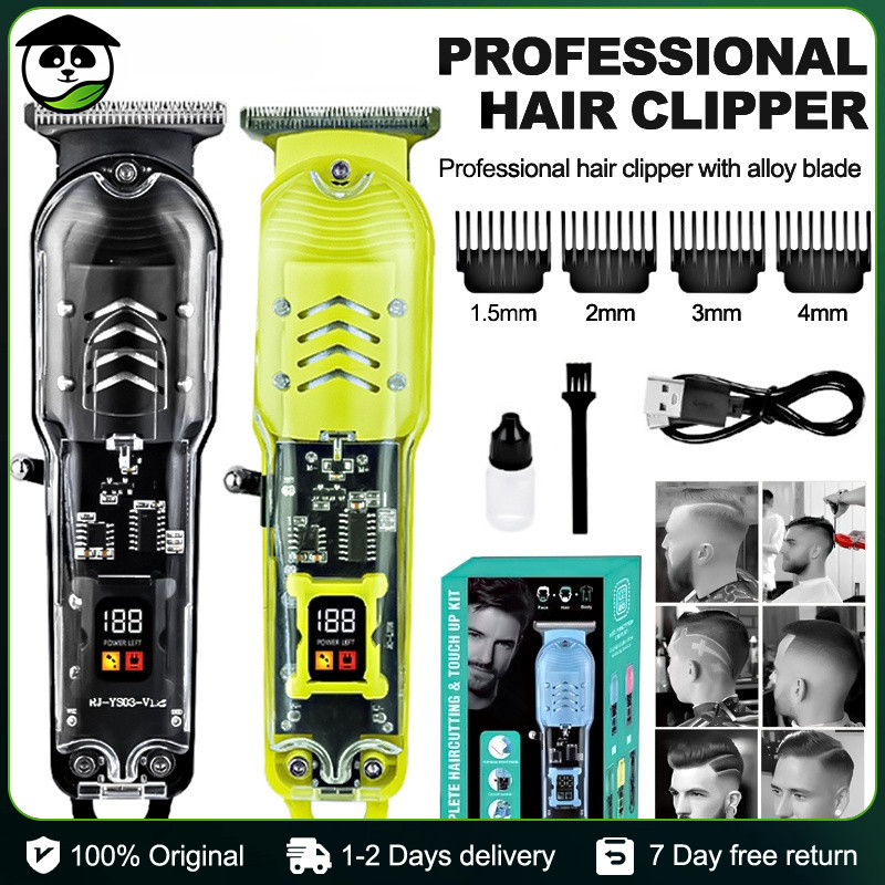 Professional Hair Clipper Set Electric Rechargeable Barber Transparent ...