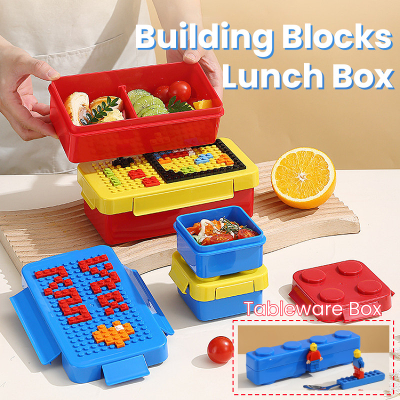 Lunch Box Kids DIY Building Blocks Bento Box Portable Food Storage ...