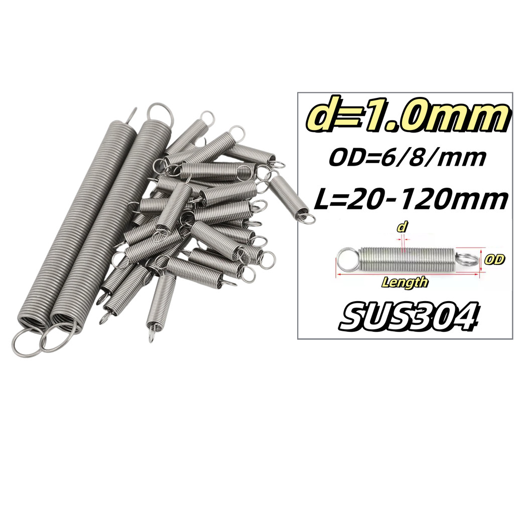 Tension spring/spring with hook 304 stainless steel d=1.0mm,OD6/8mm,L ...