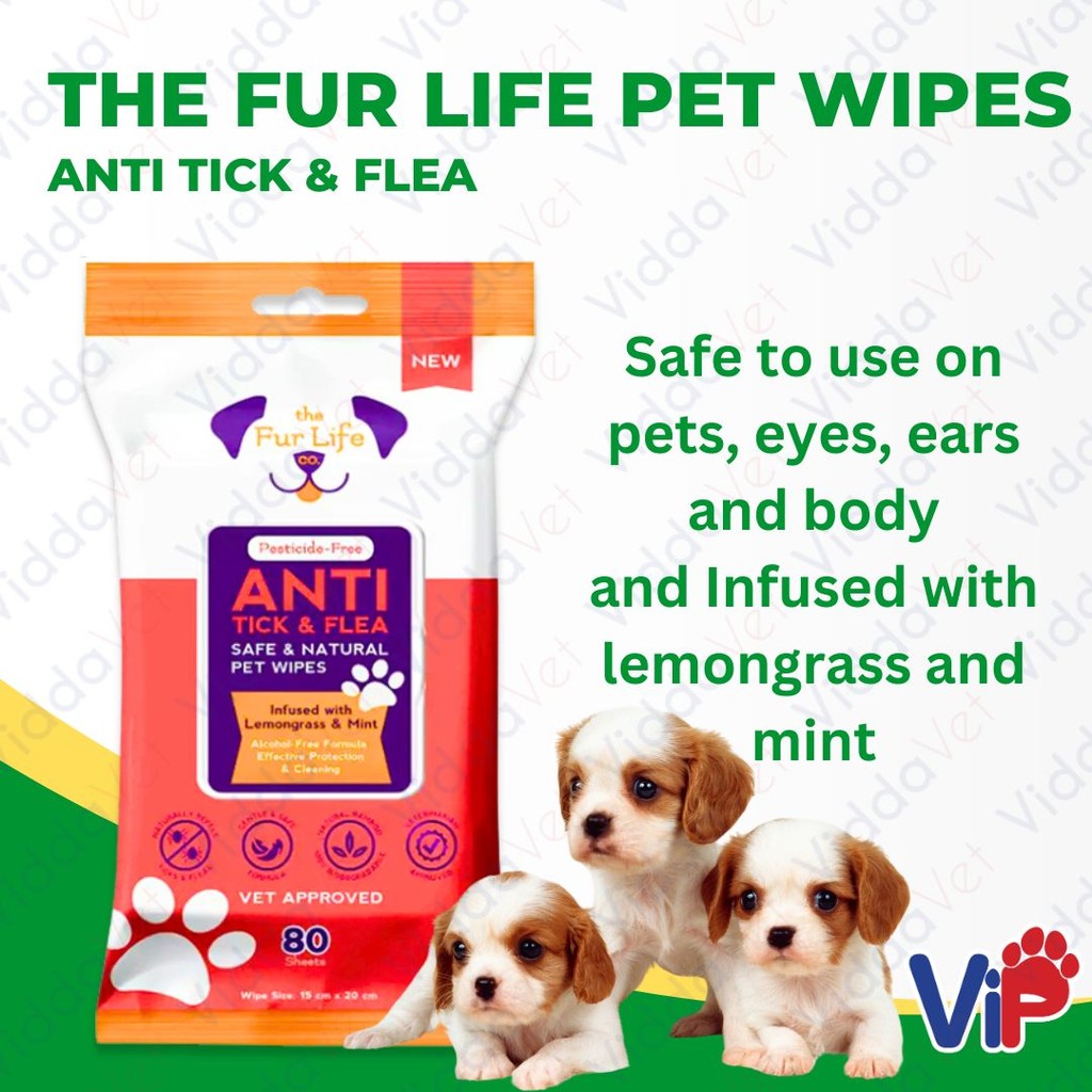The Fur Life Pet Wipes Anti-Tick & Flea for Dogs & Cats Para sa Malinis ...