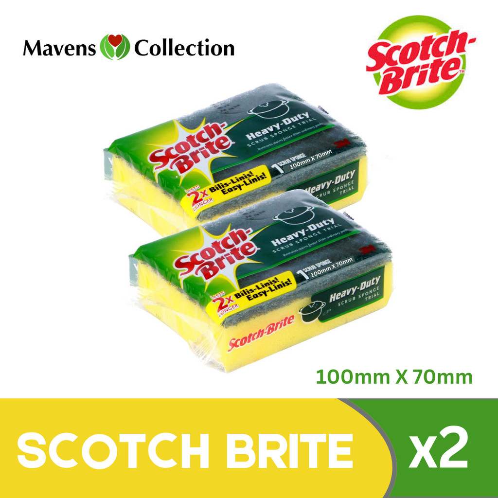 Scotch Brite Heavy Duty Scrub Sponge Trial 100mm x 70mm 2pcs | Shopee ...