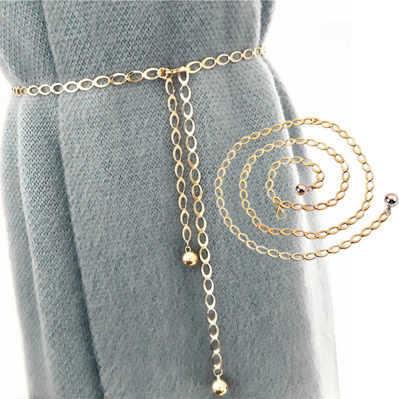 Hollow Metal Thin Waist Chain Women's Luxury Gold and Silver Body Chain ...