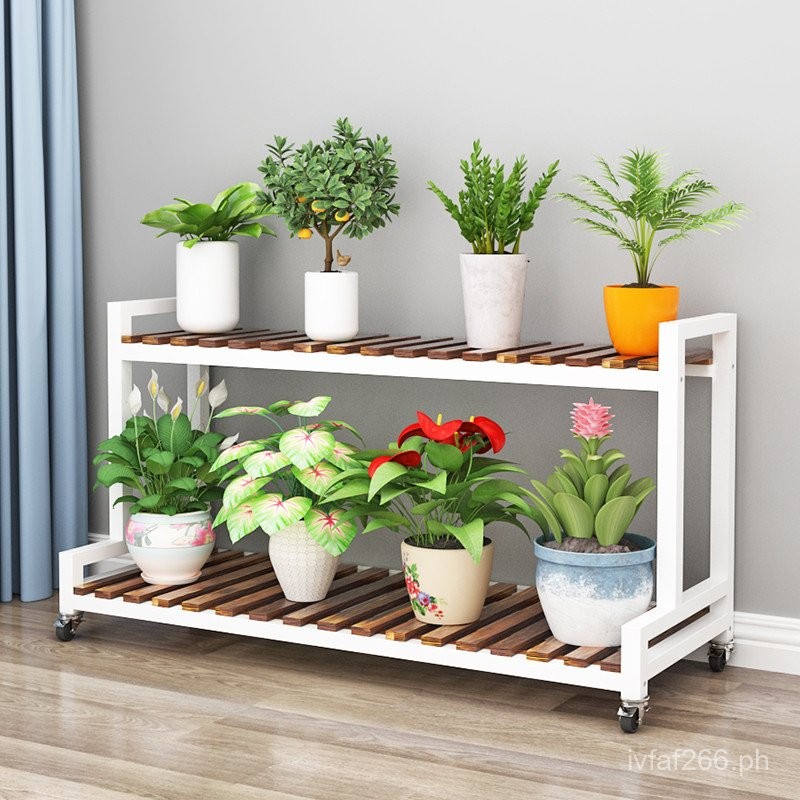 Solid Wood Iron Balcony Flower Stand High-Profile Figure Step Living ...