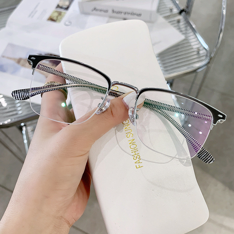 Square Frame Anti-blue Light Glasses Frame Vintage Male Interchangeable ...