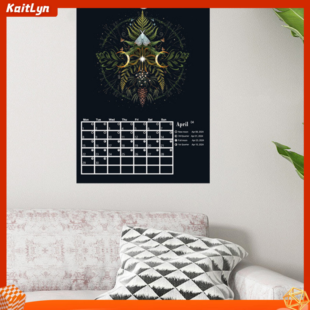 Moon and Stars Calendar 2025 Lunar Calendar Dark Forest Moon Phase Wall ...