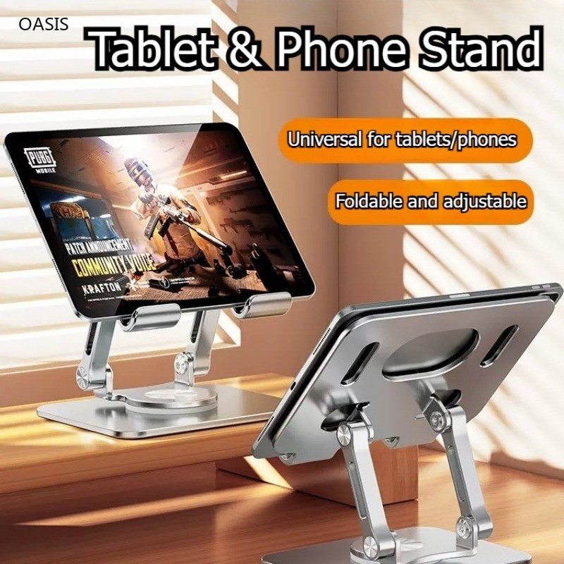 Foldable 360° Rotating Aluminum Alloy Tablets and Phones Stand for Desk ...