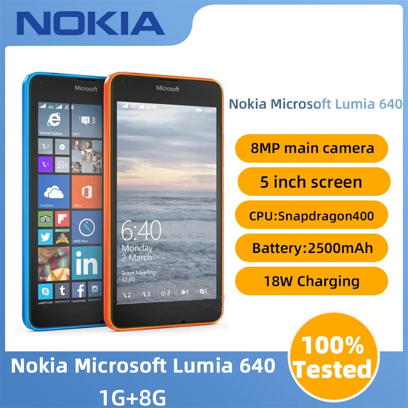 Nokia Microsoft Lumia 640 4G SmartPhone CPU Qualcomm Snapdragon 400 8MP ...
