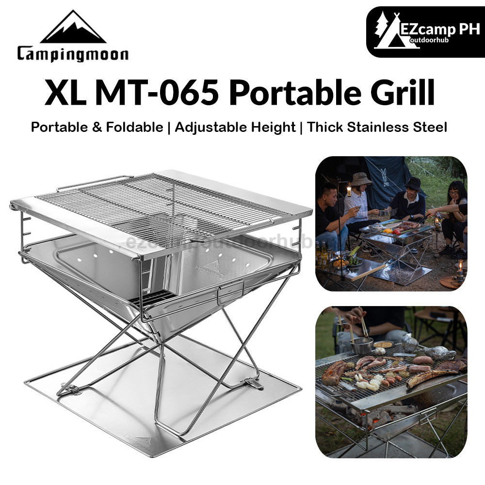 CAMPINGMOON XL MT-065 Portable Grill Folding Charcoal Grill Stainless Steel Foldable Bonfire Pit ...