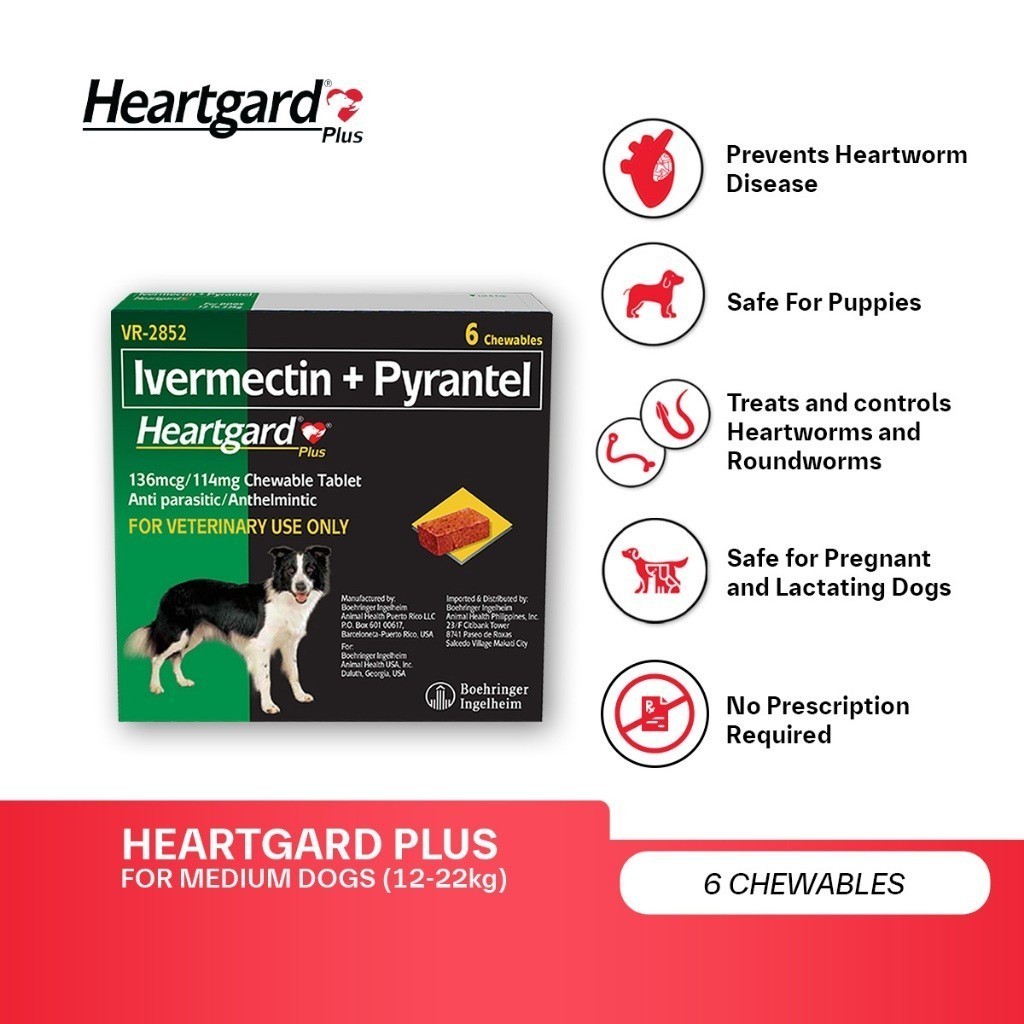Heartgard Plus For Dogs (12-22 Kg) Treats & Controls Hookworms and ...