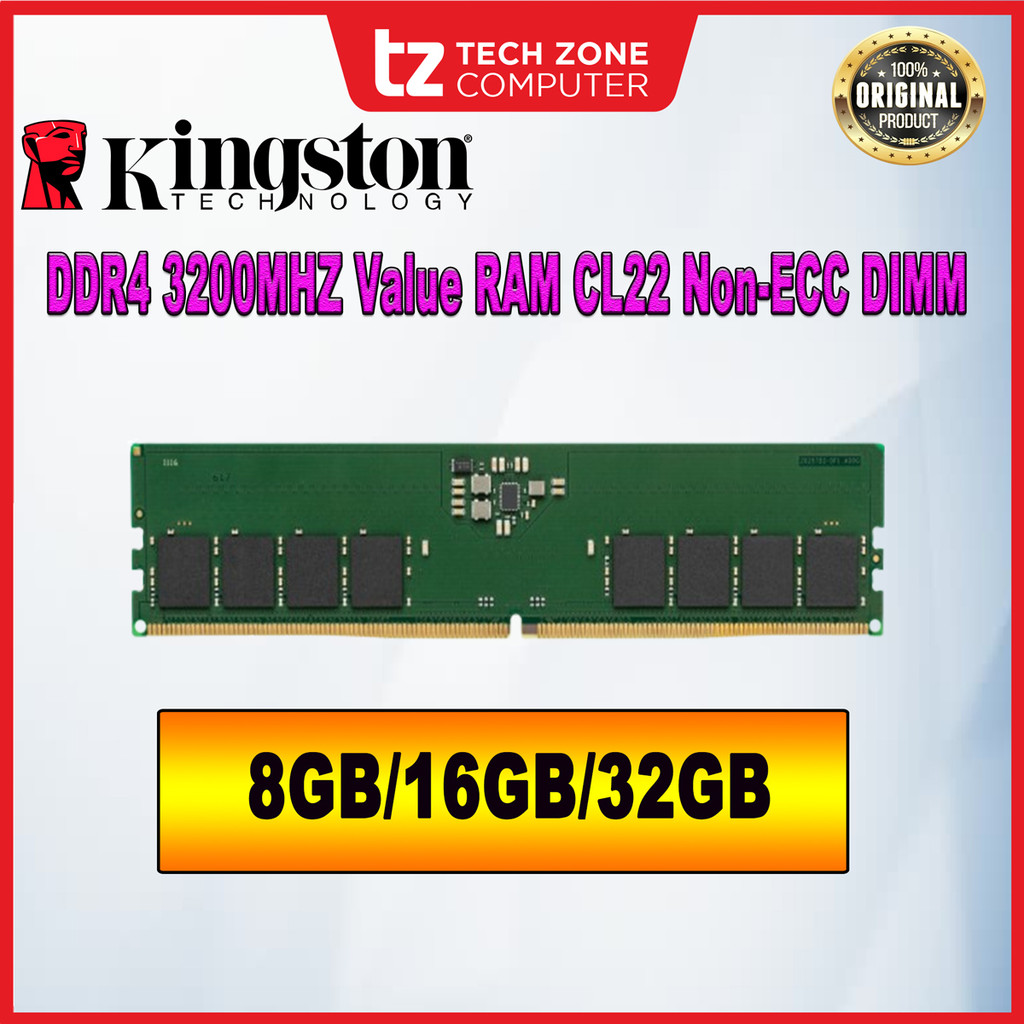 KINGSTON VALUE DDR4 3200MHz CL22 288-Pin DIMM DESKTOP RAM MEMORY(8GB ...